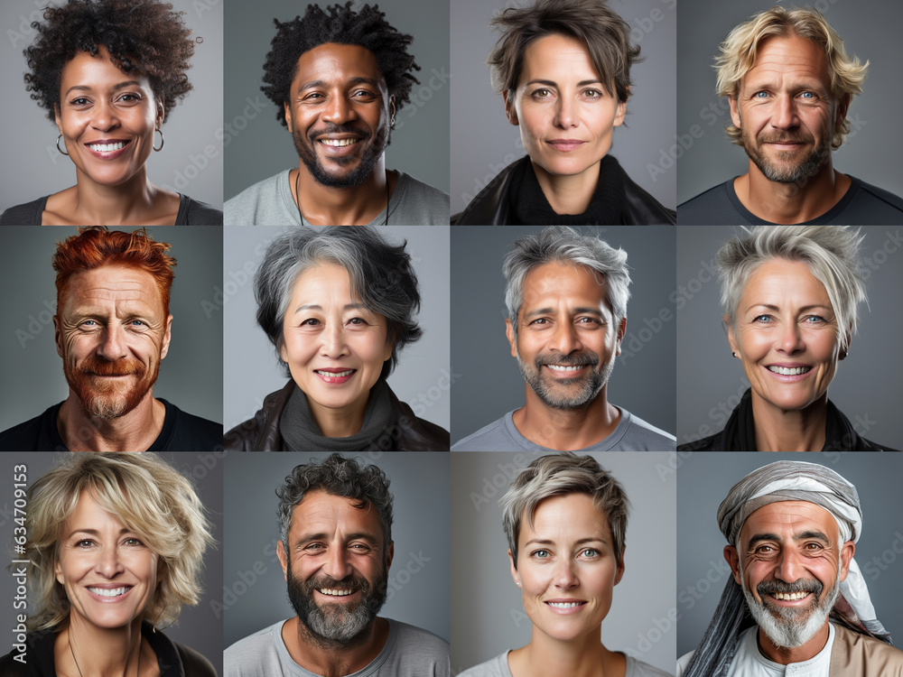 Collage of ethnically different happy people modern portraits, Success ...