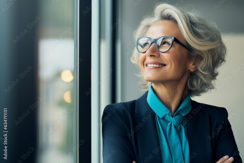 Happy proud prosperous mid aged mature professional business woman ceo ...