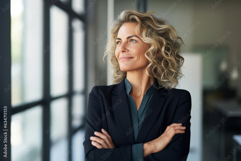 Happy proud prosperous mid aged mature professional business woman ceo ...