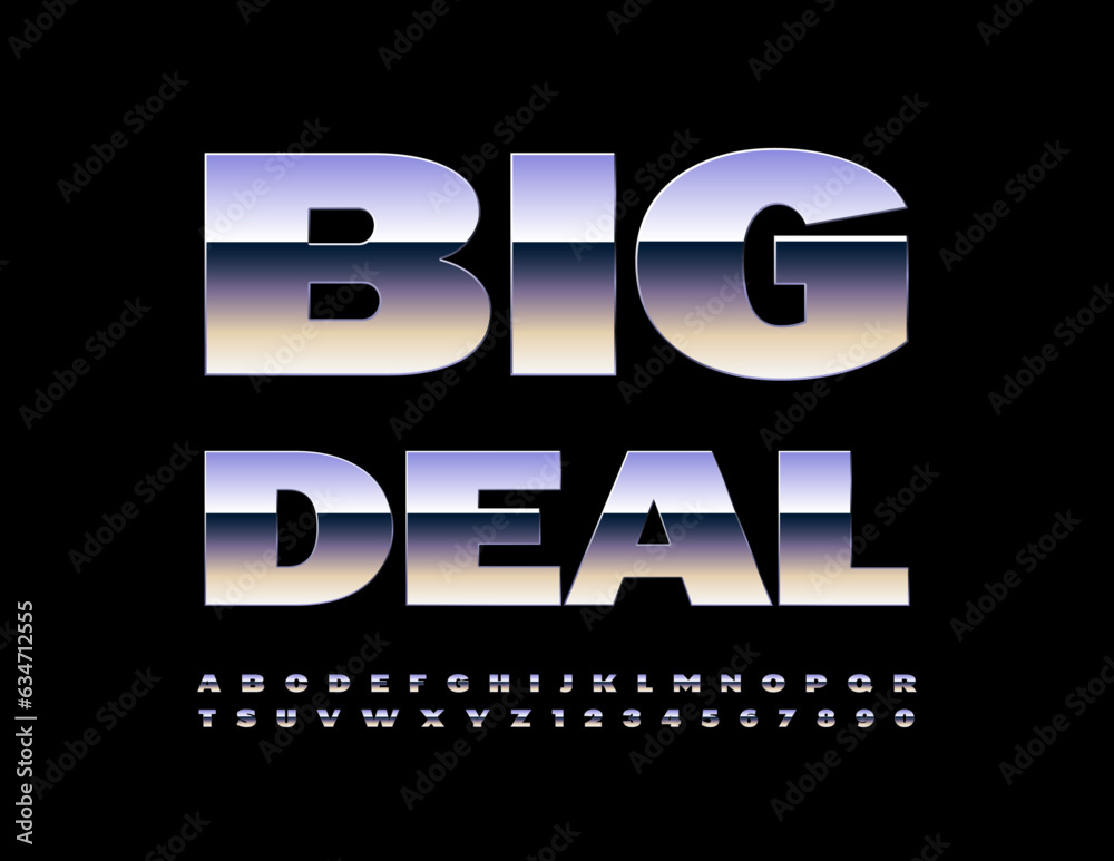 Vector business icon Big Deal. Bold Silver Font. Metallic Alphabet ...