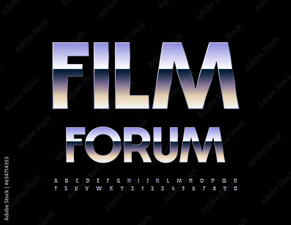 Vector luxury banner Film Forum. Silver reflective Font. Elegant set of ...