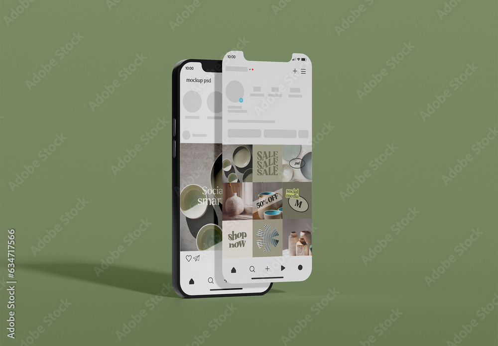 Smartphone Social Media Post Mockup Stock Template | Adobe Stock
