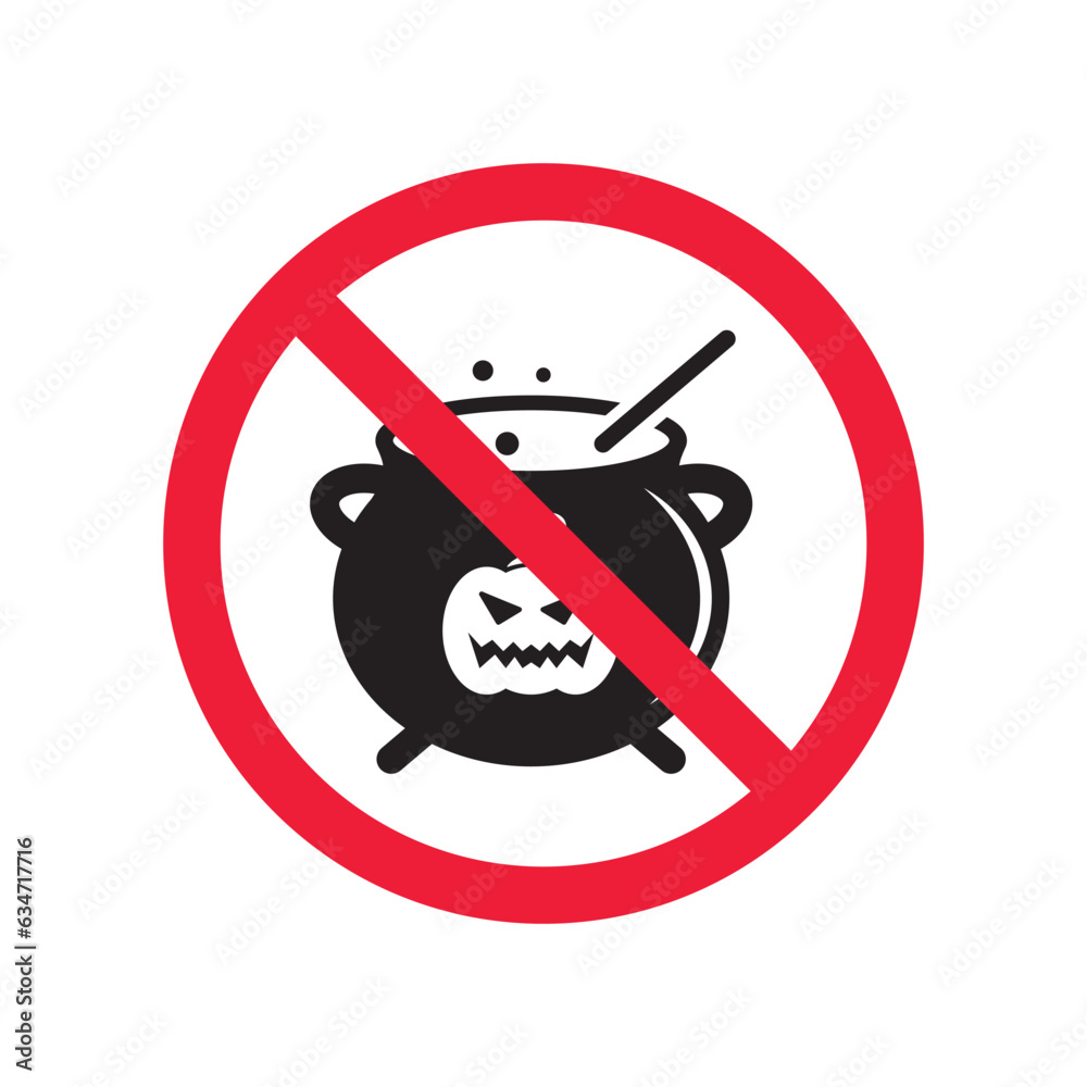 Forbidden cauldron vector icon. Warning, caution, attention ...