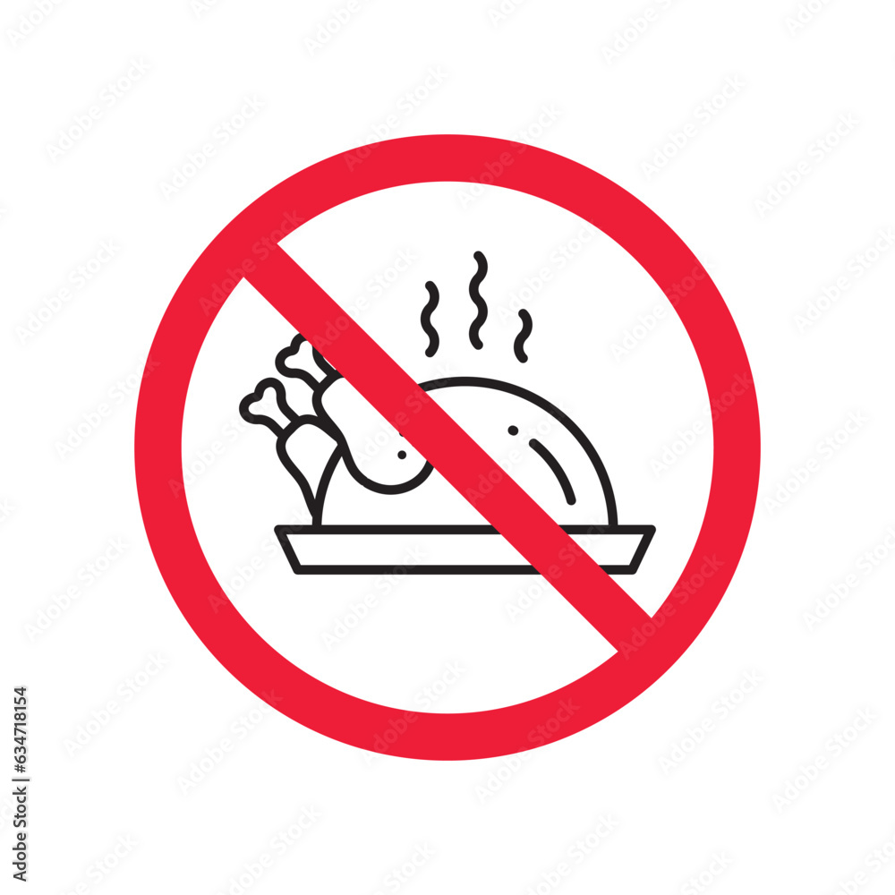 Forbidden chicken leg vector icon. Warning, caution, attention ...