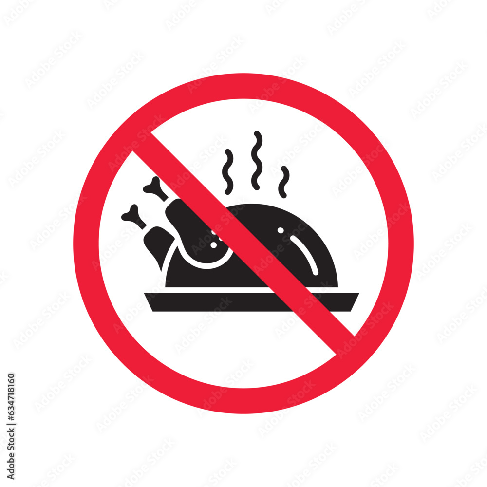 Forbidden chicken leg vector icon. Warning, caution, attention ...