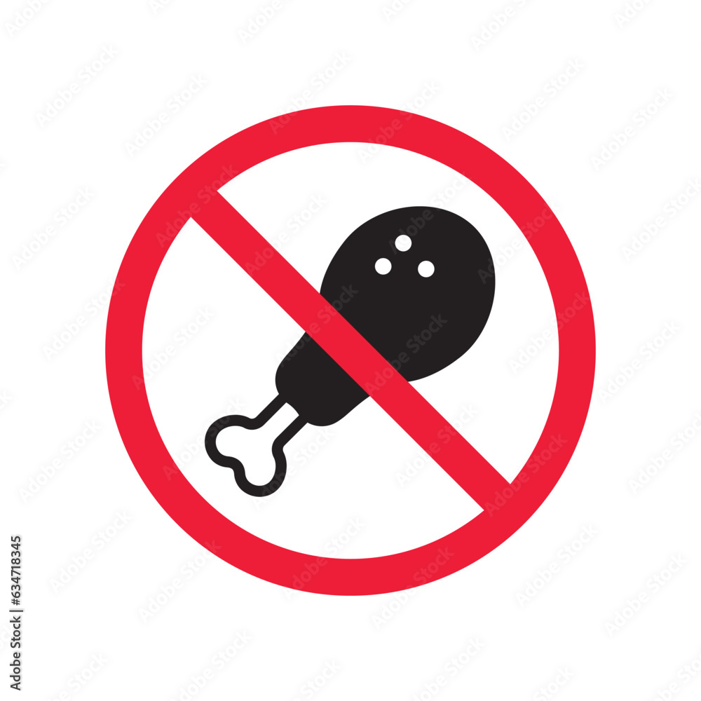 Forbidden chicken leg vector icon. Warning, caution, attention ...