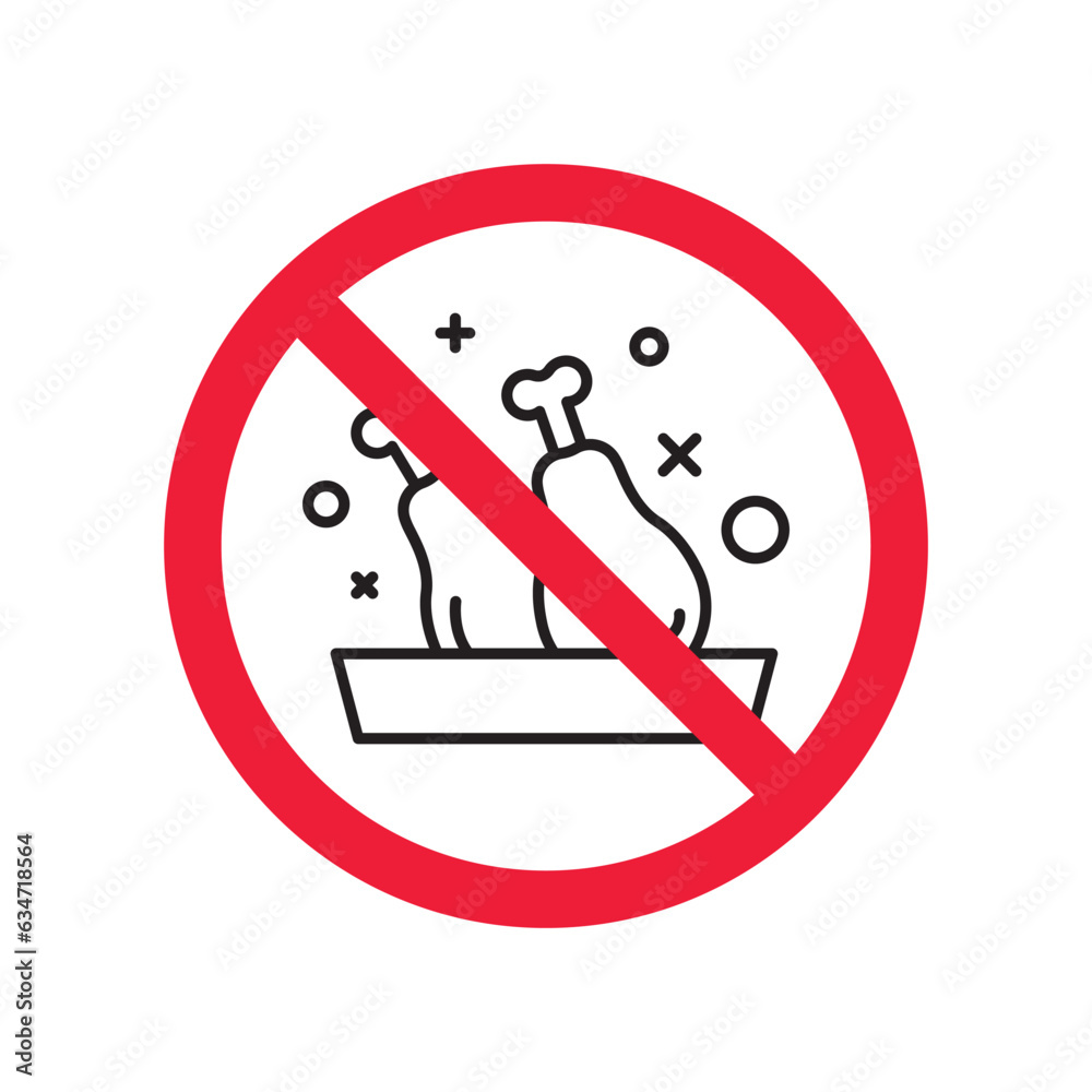 Forbidden chicken leg vector icon. Warning, caution, attention ...