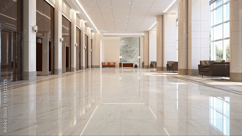 Clean and Shiny Marble Floor in Commercial Lobby. Beautiful Interior of ...