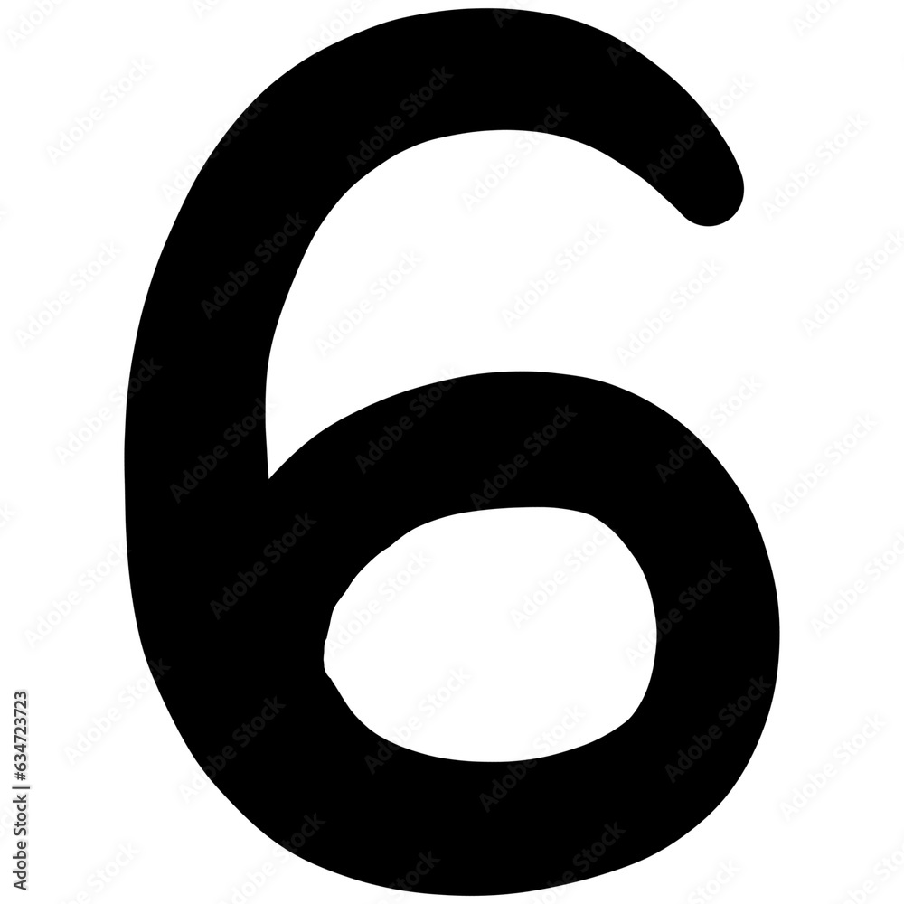 Black number 6 isolated on transparent background Stock Illustration ...