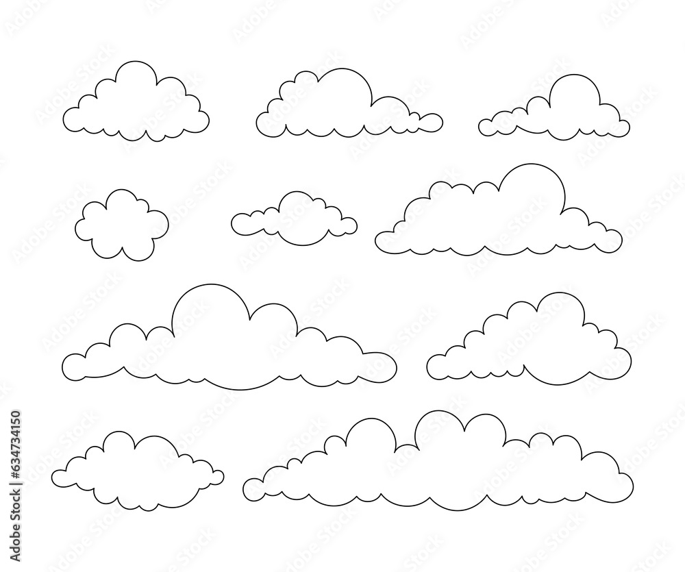 Cumulus clouds drawing cartoon. Coloring Page. Collection image cloud ...