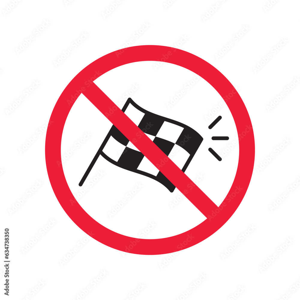 Forbidden formula 1 flag vector icon. Warning, caution, attention ...