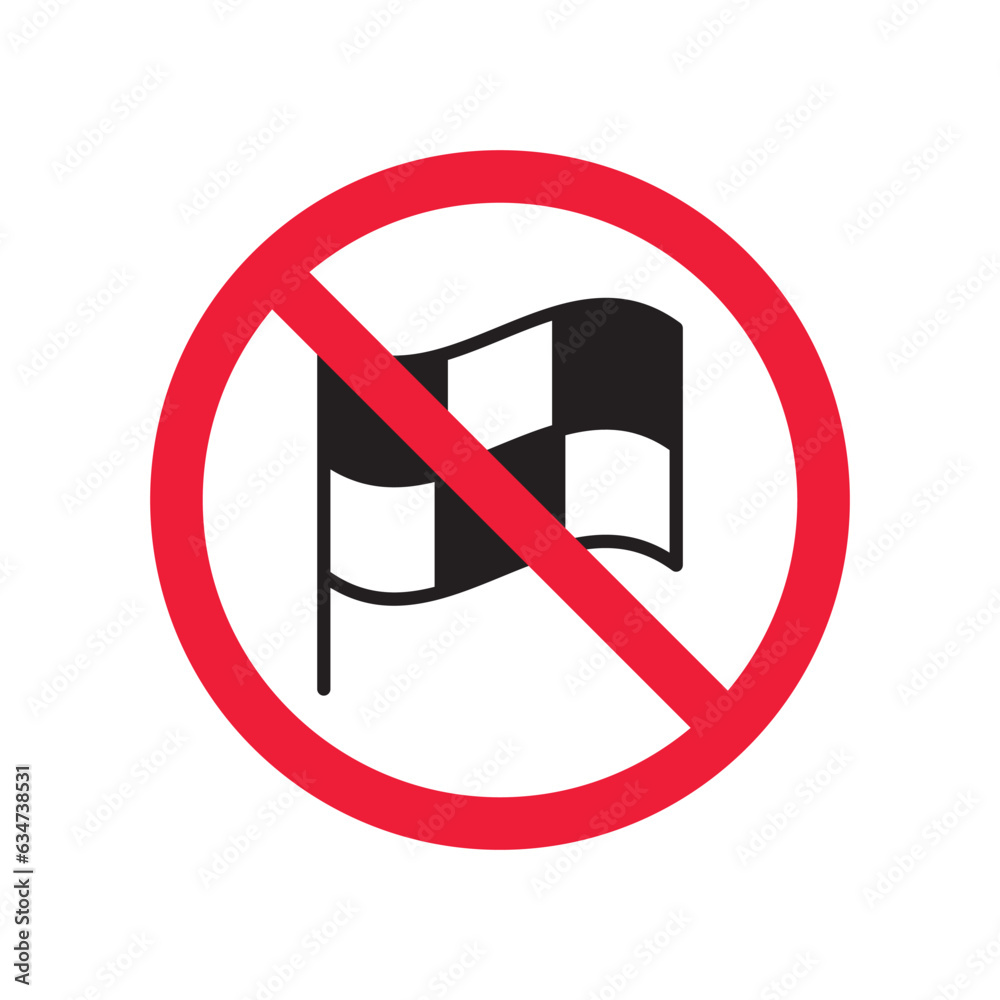 Forbidden formula 1 flag vector icon. Warning, caution, attention ...