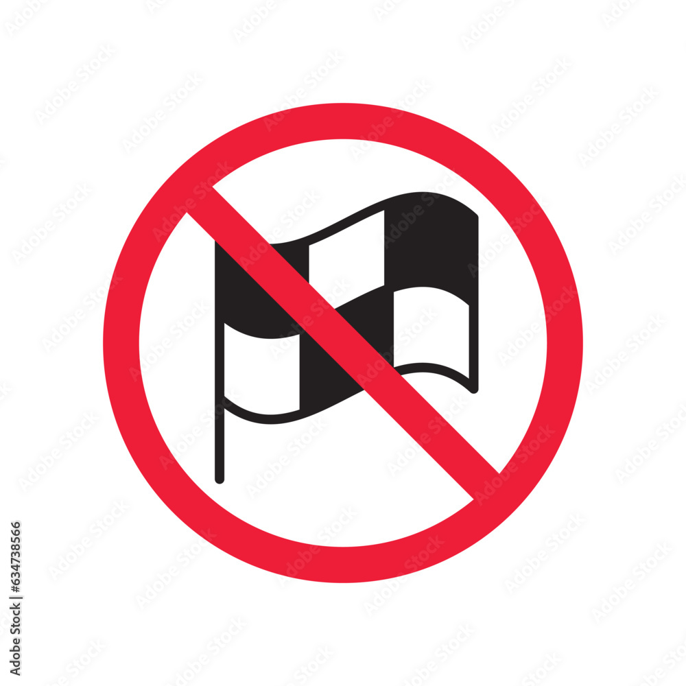 Forbidden formula 1 flag vector icon. Warning, caution, attention ...