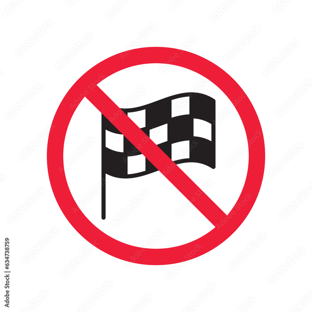 Forbidden formula 1 flag vector icon. Warning, caution, attention ...
