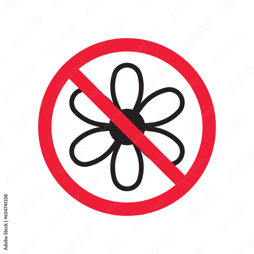 Forbidden flower vector icon. Warning, caution, attention, restriction ...