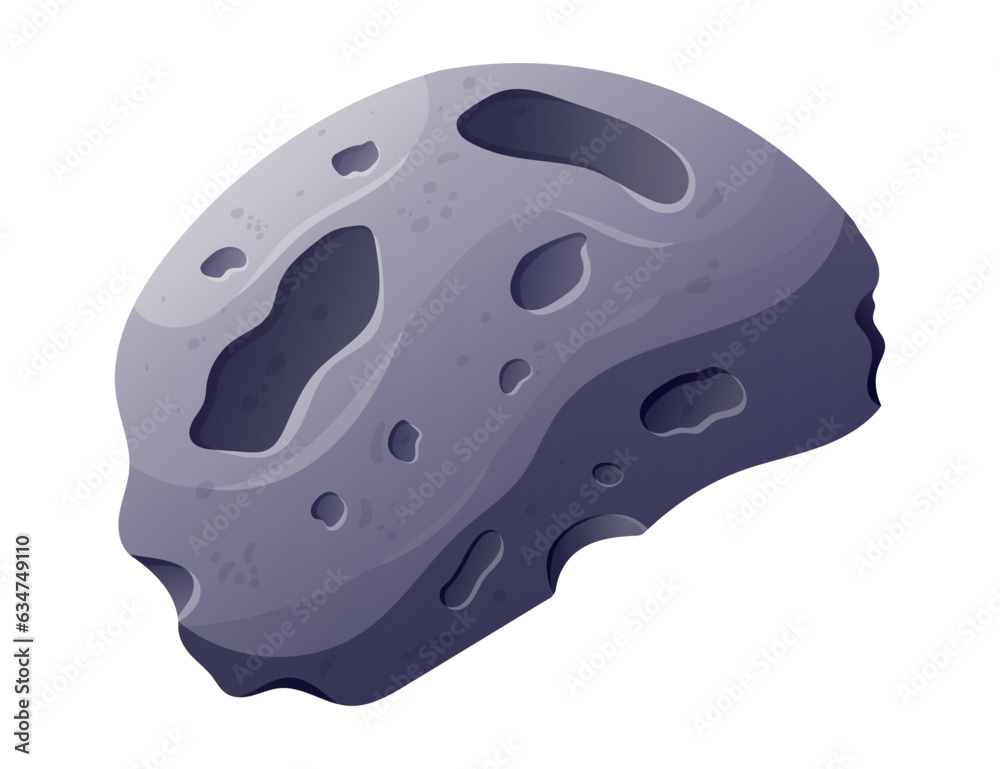 Cartoon flying space asteroid with craters and bumps. Vector isolated ...