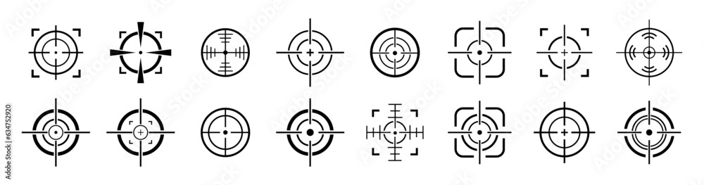 Set of Target icons .Precision Target Icons. Bullseye, Focus, Crosshair ...