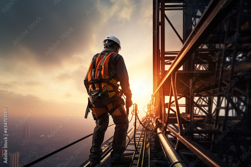 construction engineer worker at heights,architecture sci-fi ...