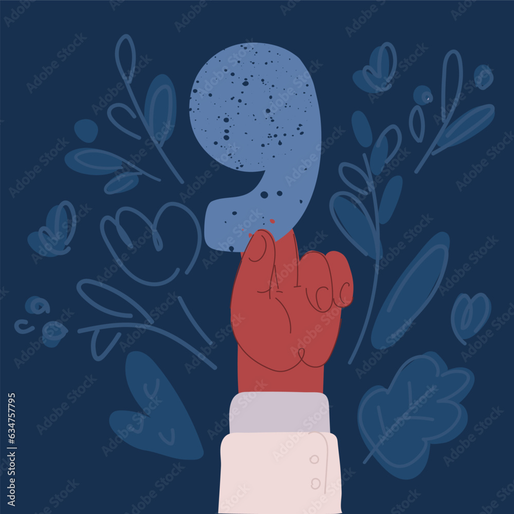 Cartoon vector illustration of Number nine in hand. A hand holds a ...