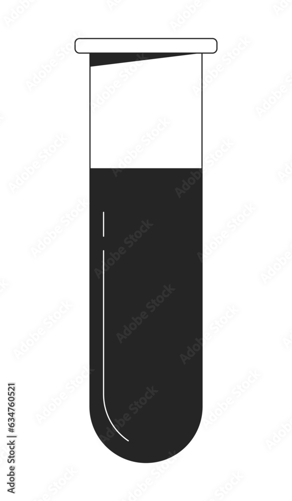 Test tube with liquid flat monochrome isolated vector object. Container ...