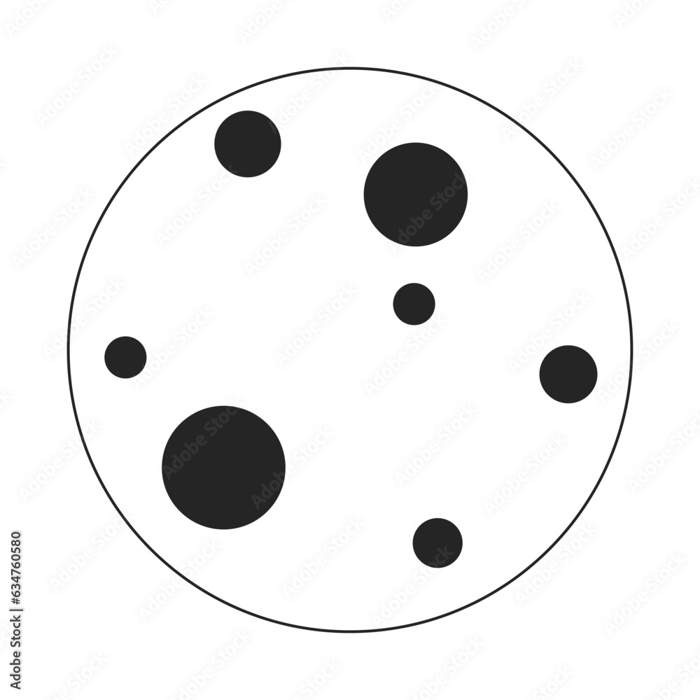 Moon flat monochrome isolated vector object. Celestial body with ...