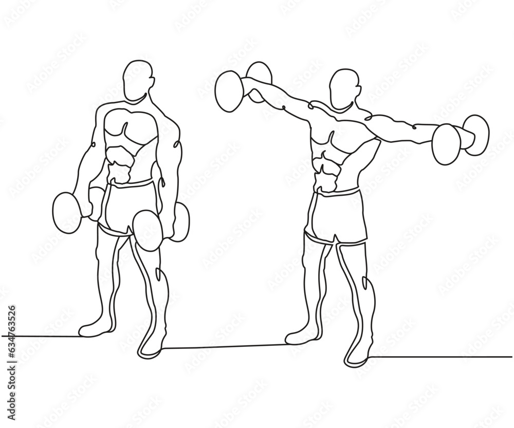 Dumbbell lateral side raise Line Drawing, Dumbbell lateral side raise ...