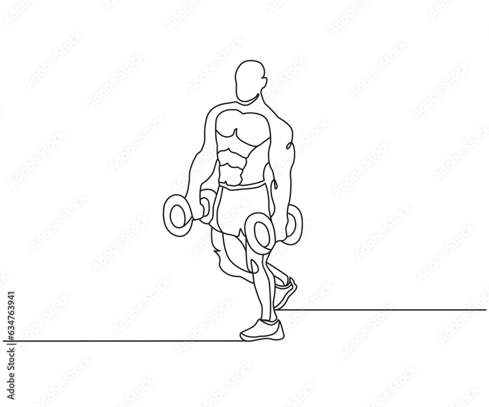 Farmers Walk exercise Line Drawing, Farmers Walk one line art, Farmers ...