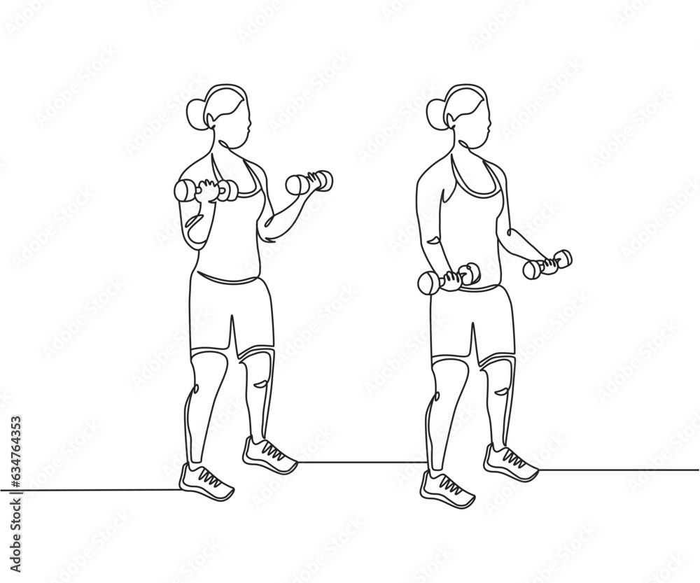 bicep curls exercise Line Drawing, bicep curl one line art, bicep curls ...