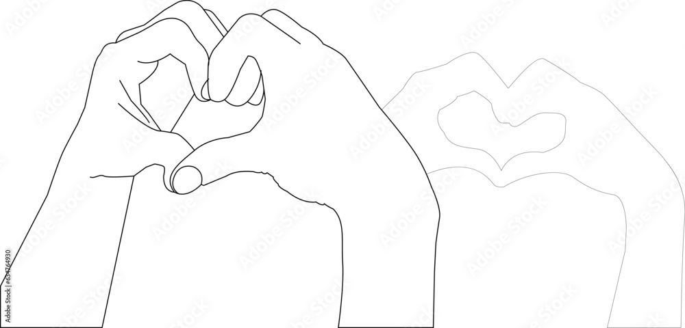 One line drawing hand holding and outline vector on white background ...
