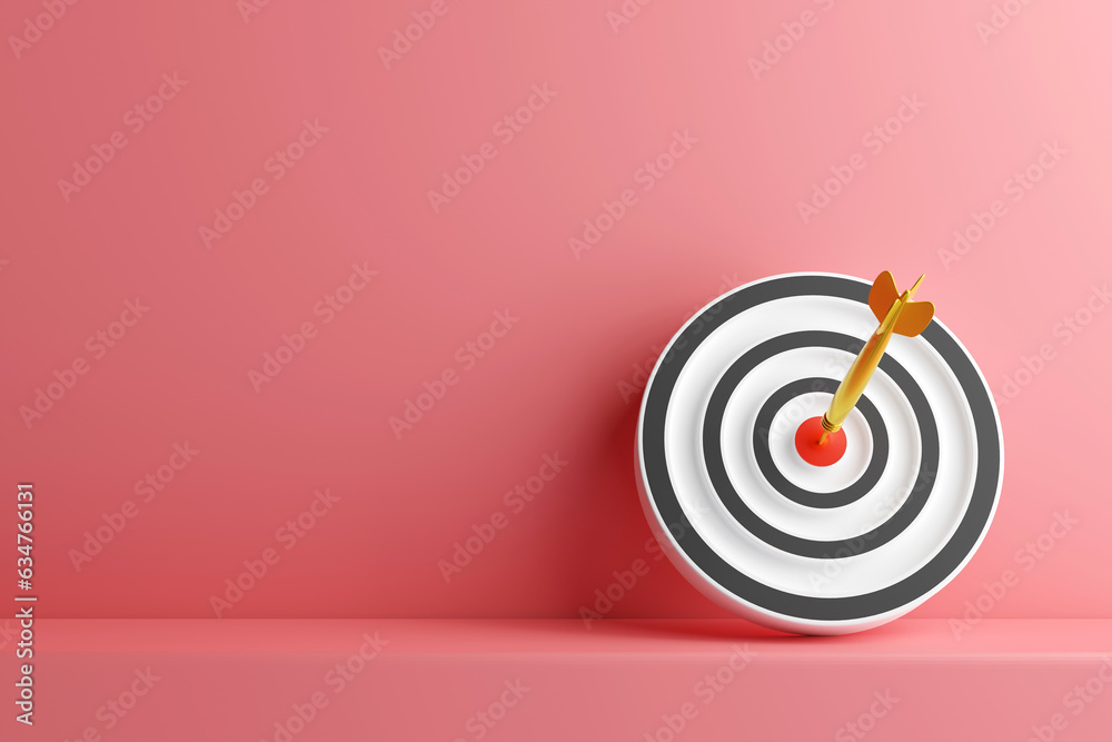 Arrow hits target board with copy space. concept of business symbol ...