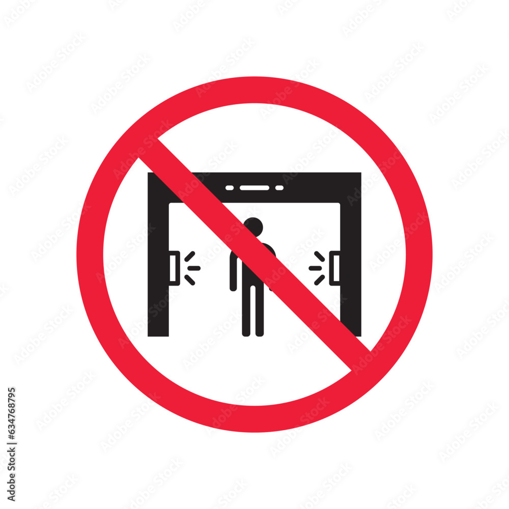 Vetor de Forbidden metal detector vector icon. Warning, caution ...