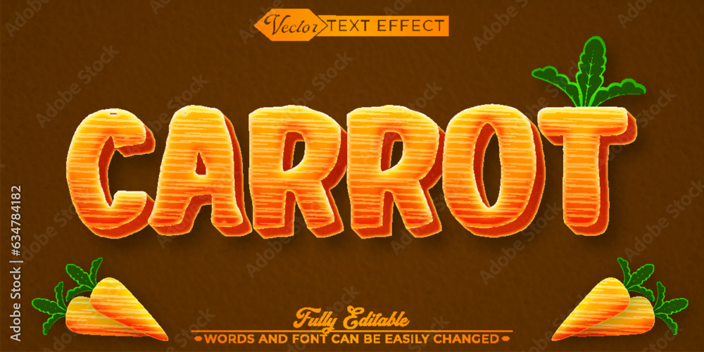 Cartoon Orange Carrot Vector Editable Text Effect Template Stock Vector ...