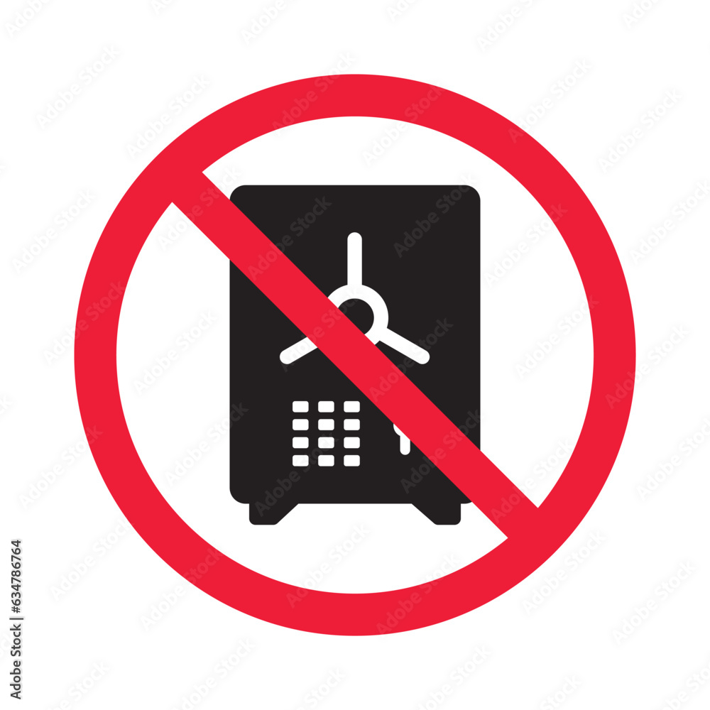 Forbidden safe icon. Warning, caution, attention, restriction, label ...