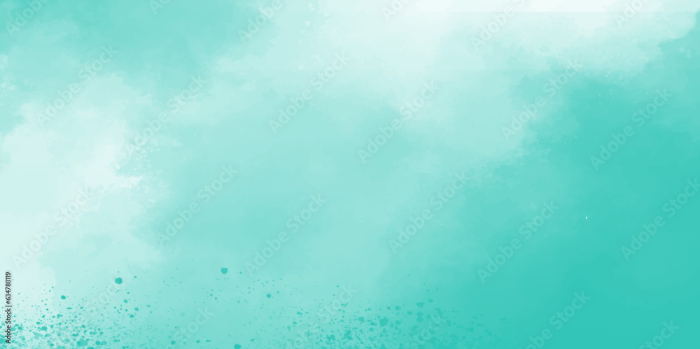Mint sky with clouds watercolor texture streaks. Mint watercolor ...