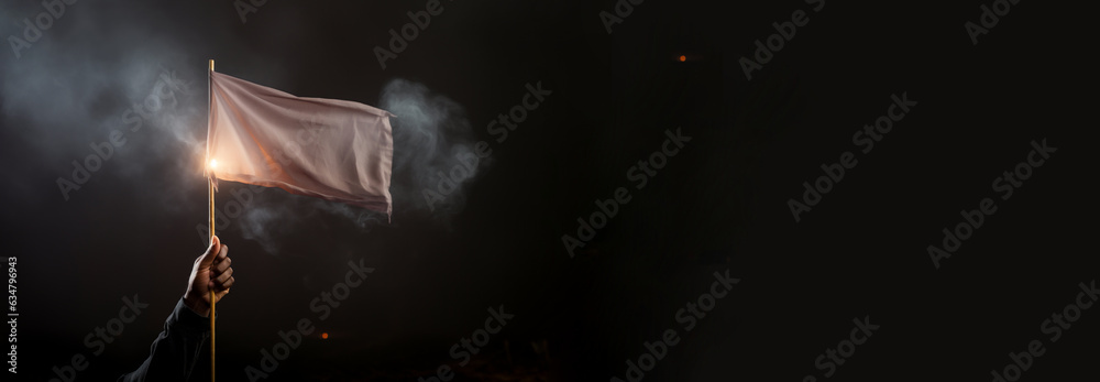 Soldier in trench with barbed wire surrendering, loosing in war battle ...