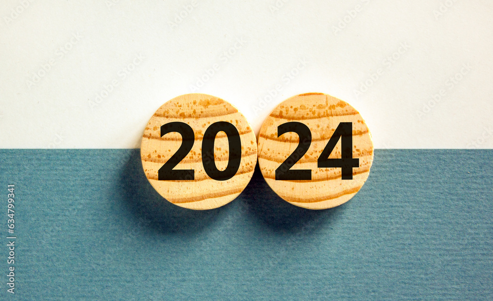 2024 happy new year symbol. Wooden circle with number 2024. Beautiful ...