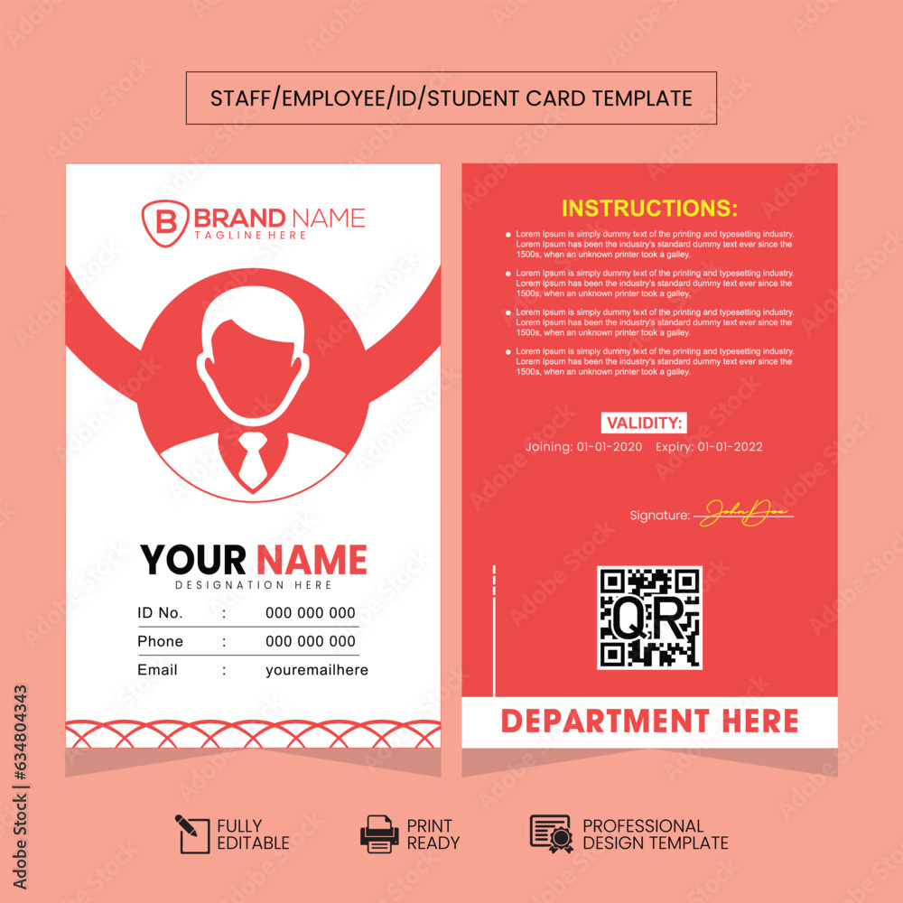 Clean and Simple ID Card Design Template. Simple Business ID Card Design Template, Clean and ...