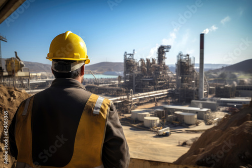 Worker In The Background Cement Plant. Overview Of Cement Plant ...