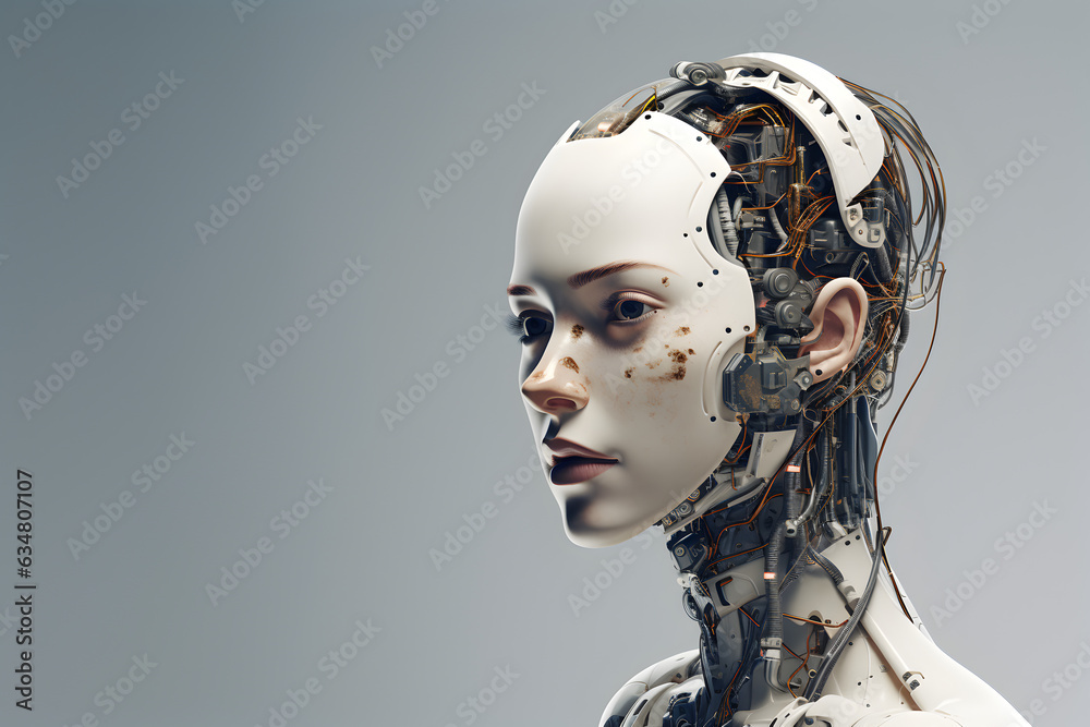 Beautiful female robot with artificial intelligence. Stock Photo ...