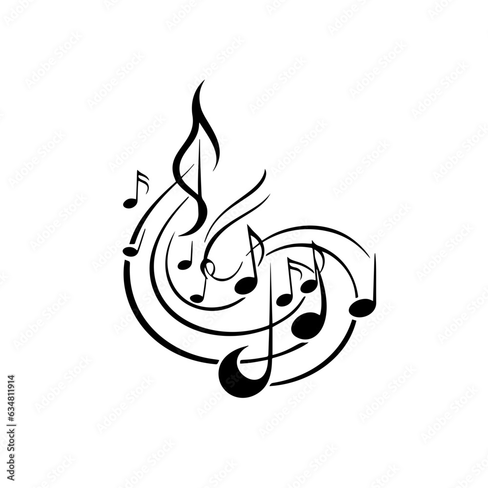 Vector Illustration of a music notes with lines drawing for logo,icon ...