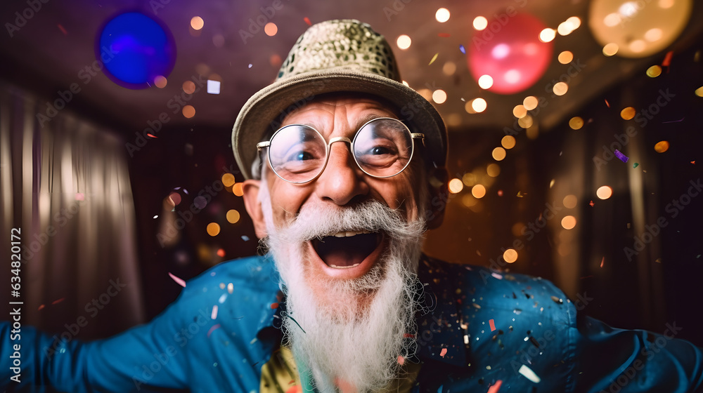 Old man, grandpa, partying, crazy grandfather, celebrating life, and ...