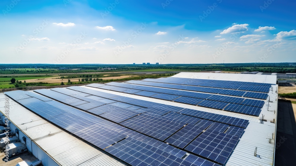 power generation by solar panels installed on the roof of commercial ...