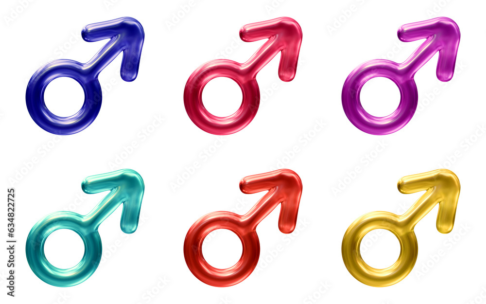 Set of male symbol icon in 3d rendering isolated on transparent ...