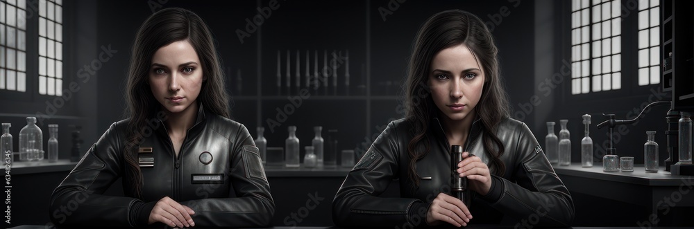 Foto de Two detective womуn and bullet investigation for finger print ...