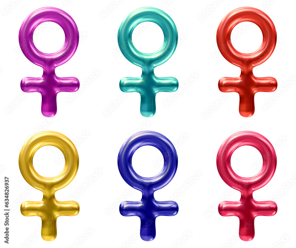 Set of female symbol icon in 3d rendering isolated on transparent ...