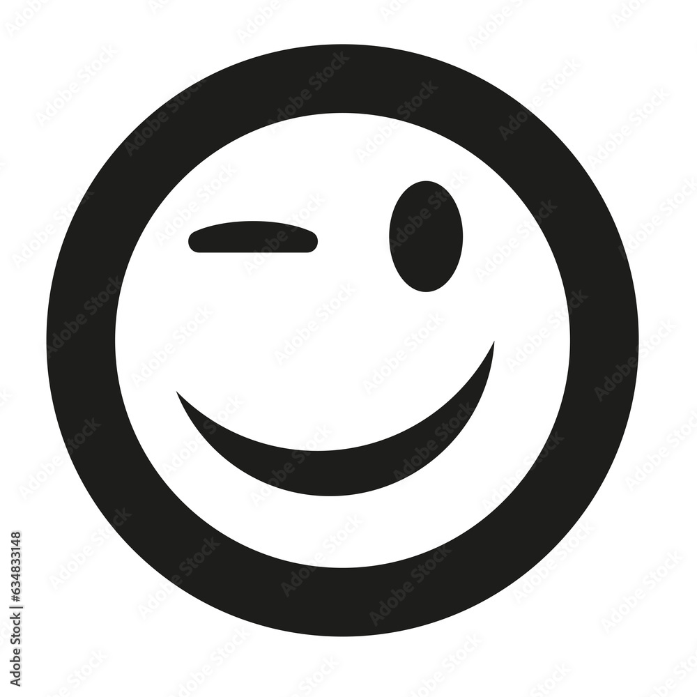 Smiley face with winking Eye icon on a Transparent Background Stock ...