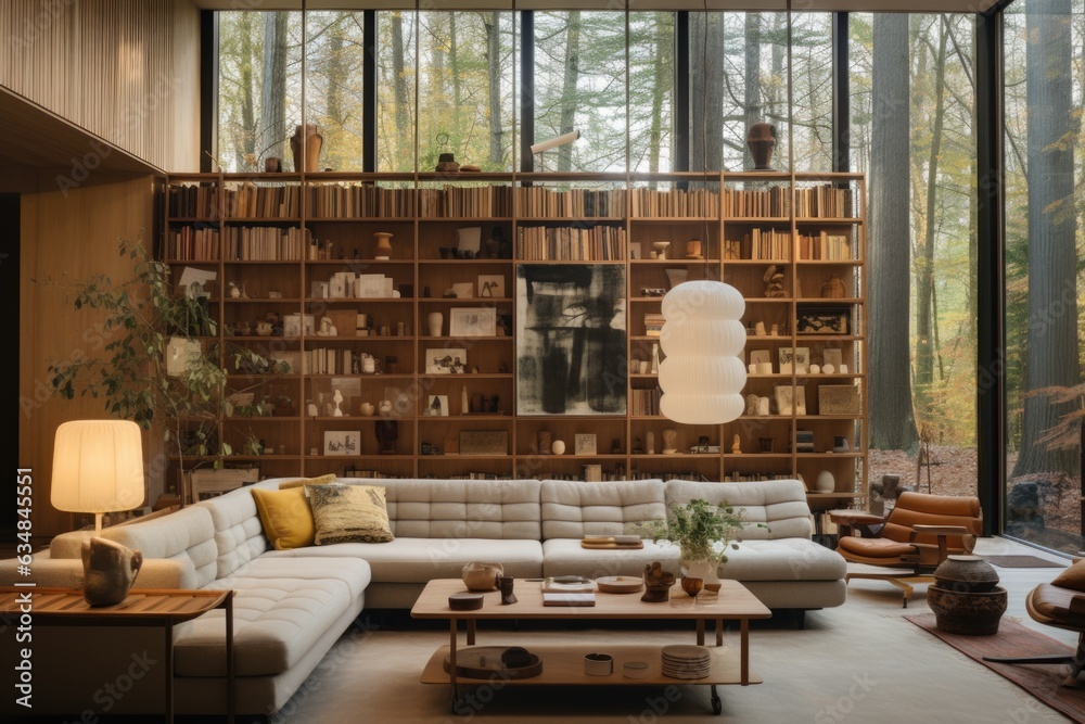 The home front wall design celebrates horizontal lines with a series of ...