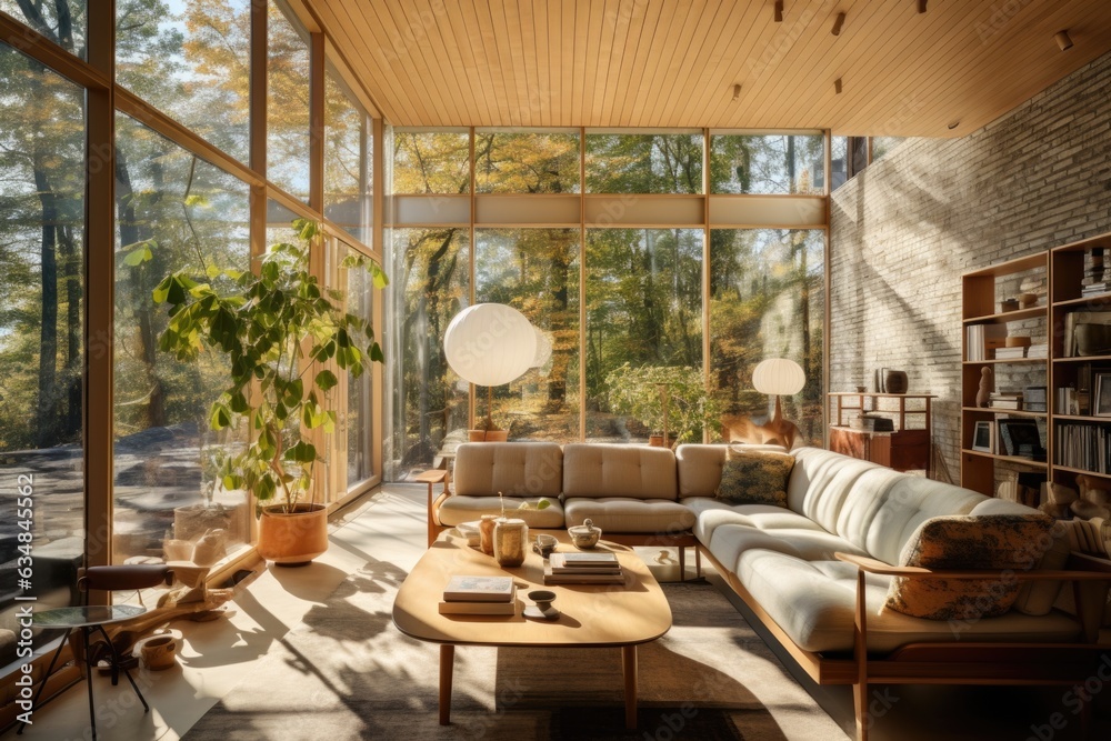 The home front wall design celebrates horizontal lines with a series of ...