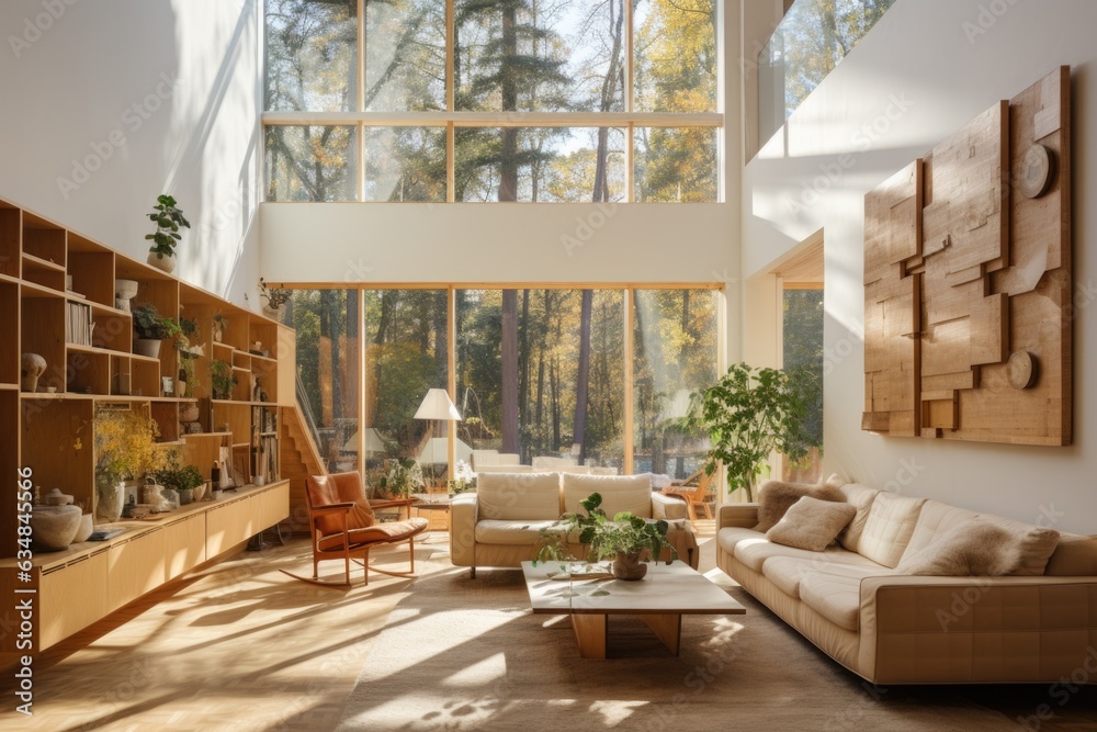 The home front wall design celebrates horizontal lines with a series of ...