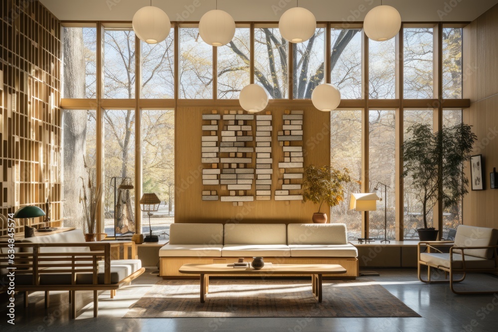 The home front wall design celebrates horizontal lines with a series of ...